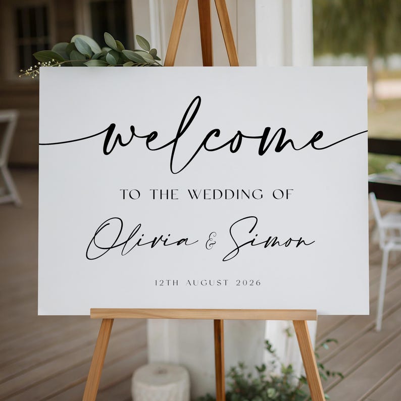 Wedding Welcome Sign: Modern Minimalist PRINTED or Digital Personalised ...