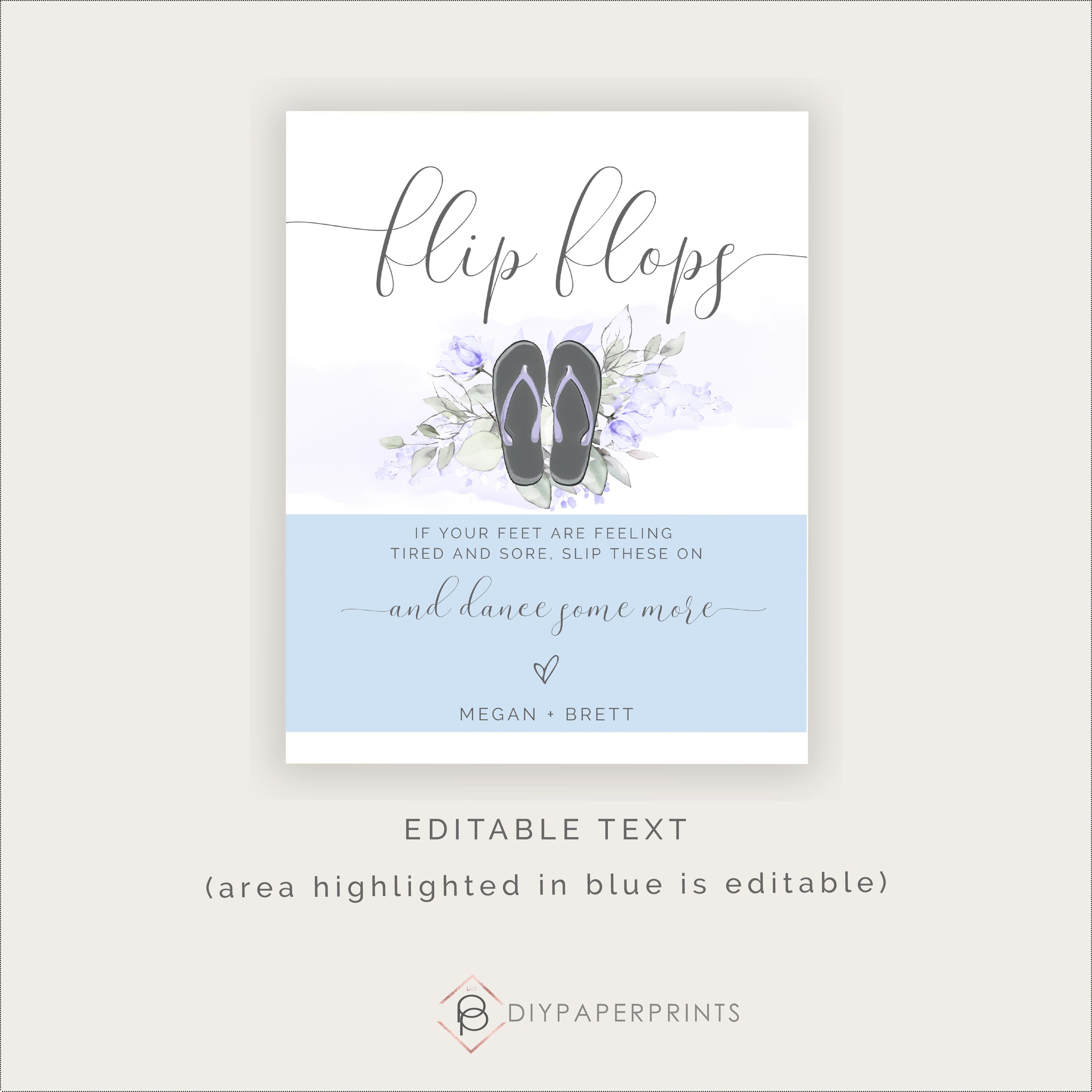 Wedding Flip Flops Sign Editable Flip Flop Sign Dance Floor - Etsy