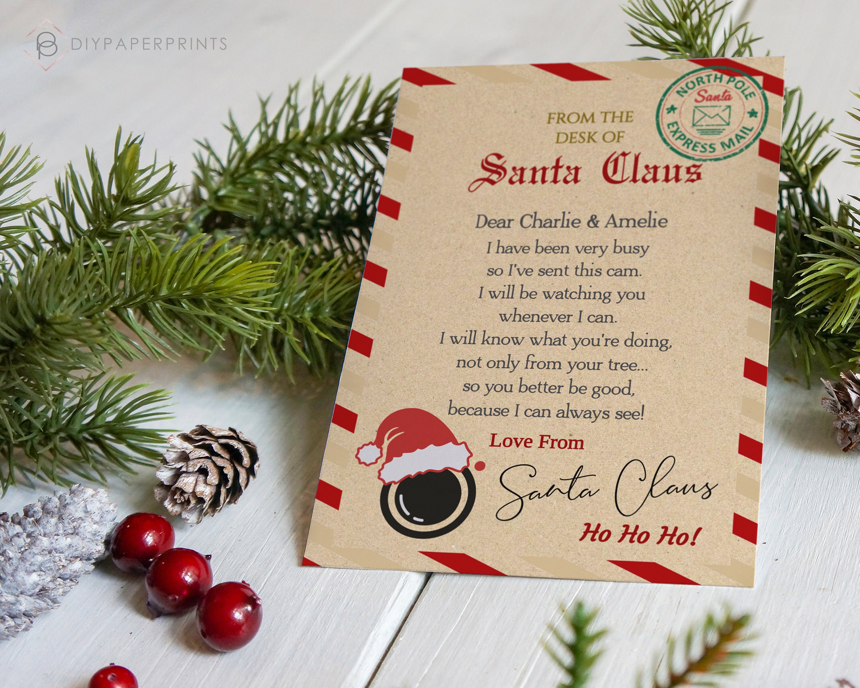Editable Santa Cam Letter Instant Download, Printable Santa Cam Letter ...