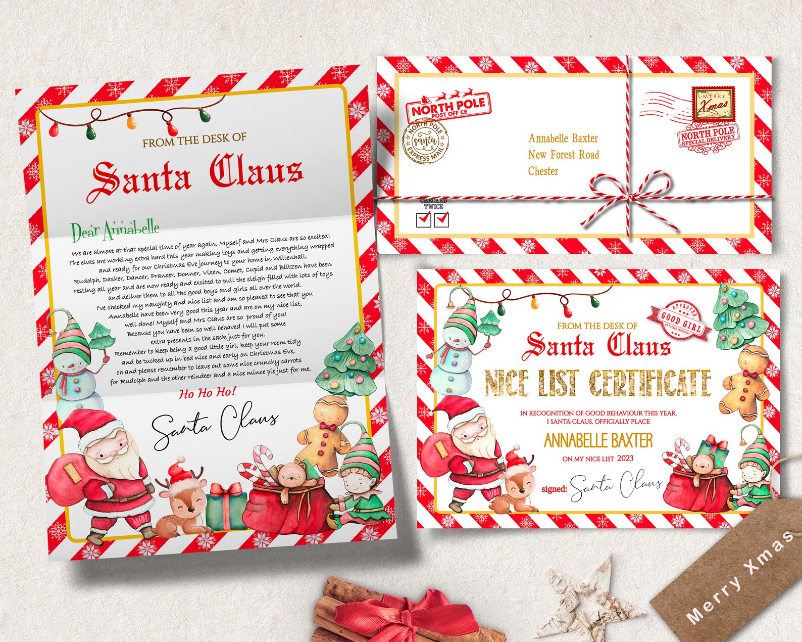 Editable Letter to Santa & Nice List Certificate Bundle (digital ...