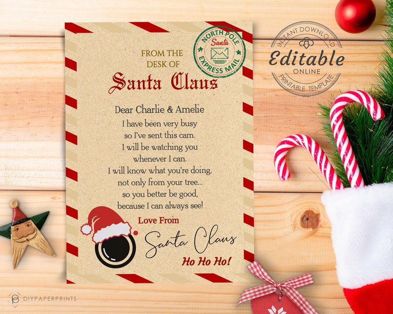 Editable Santa Cam Letter Instant Download, Printable Santa Cam Letter ...