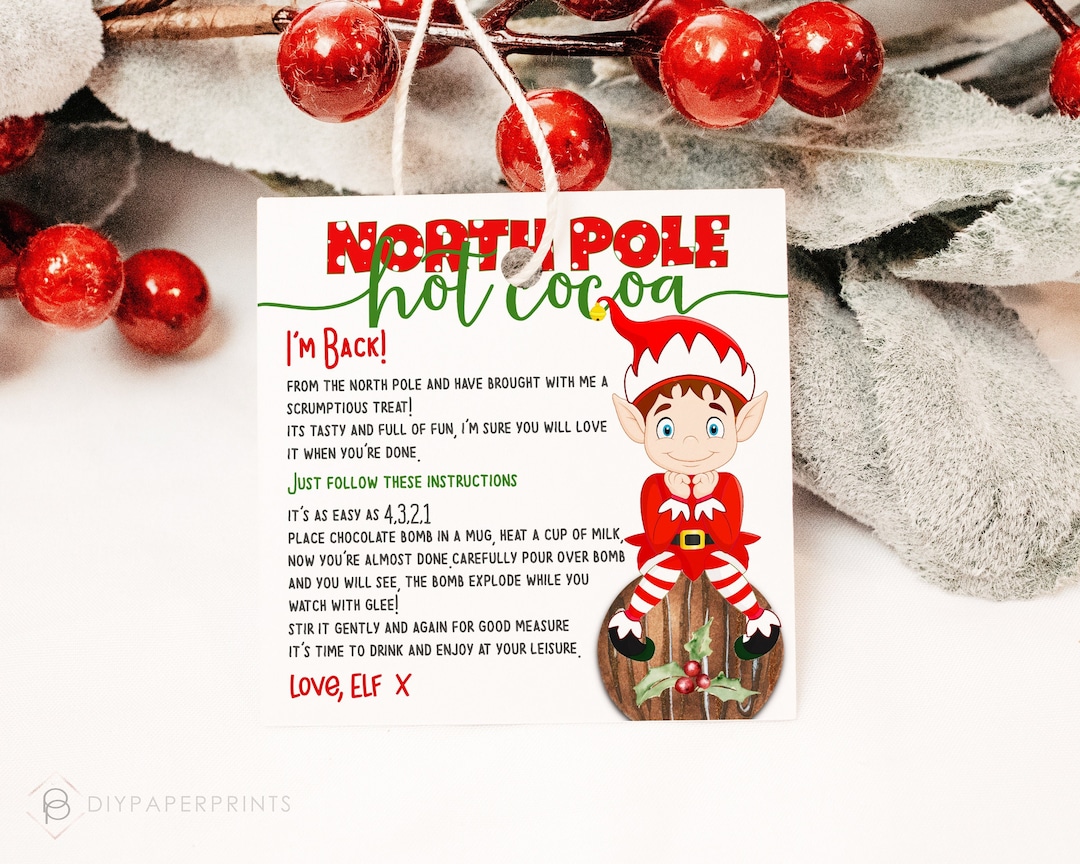 Elf Hot Chocolate Bomb, INSTANT DOWNLOAD PDF Cocoa Bomb Tag, Bomb ...