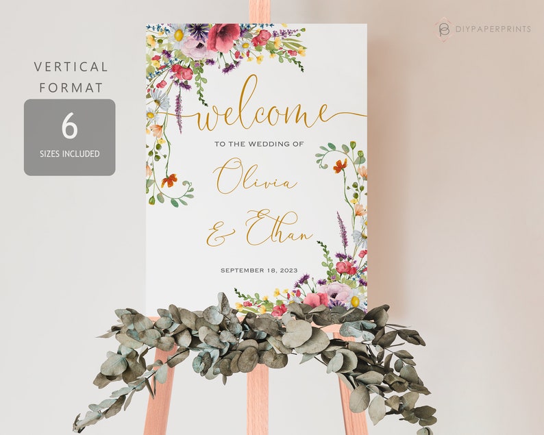 Editable Welcome Sign Welcome Sign Template Wild Flowers - Etsy
