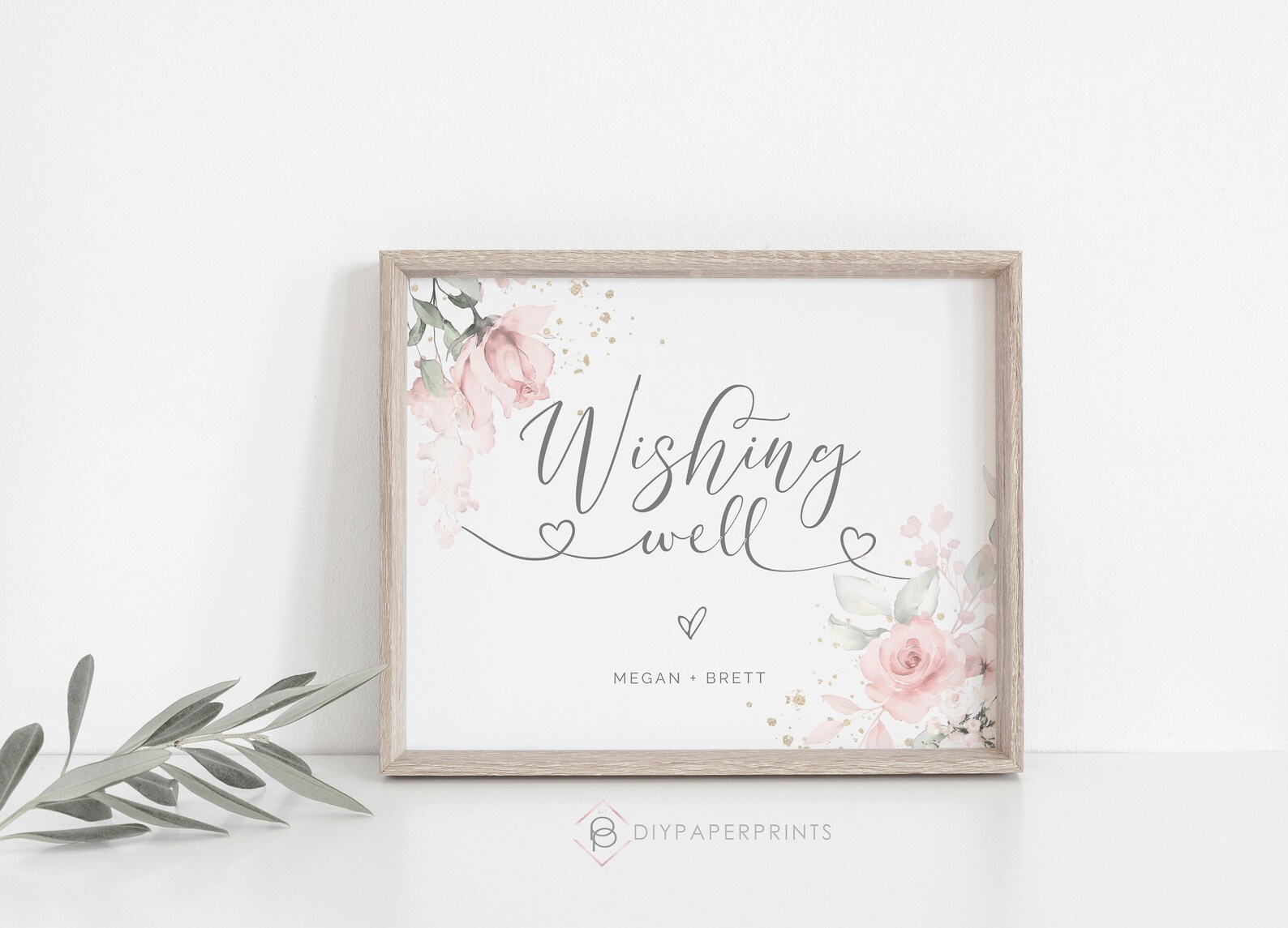 Wishing Well Sign Template Pink Water Color Instant | Etsy