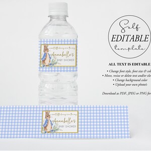 Peter Rabbit Baby Shower Water Bottle Labels, Bunny Baby Shower Labels ...
