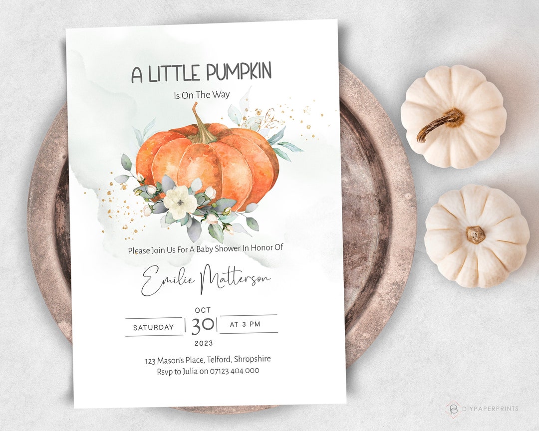 Little Pumpkin Baby Shower Invitation, Fall Baby Shower Invite, Autumn ...