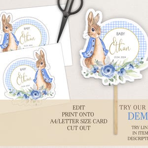 Peter Rabbit Cake Topper, Baby Shower EDITABLE Peter Rabbit Centerpiece ...