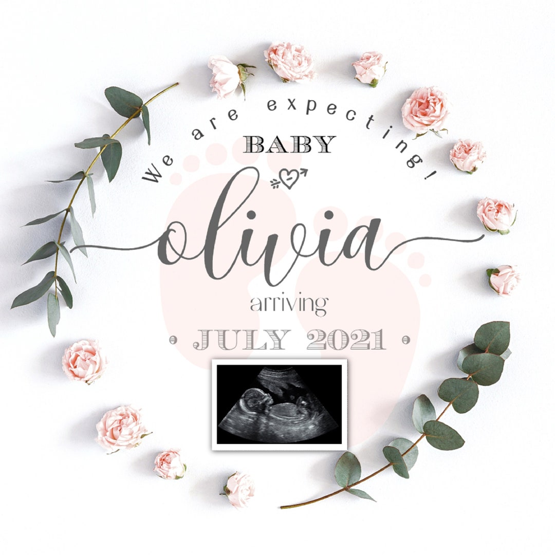 Pink Baby Announcement Template, Editable Pregnancy Announcement ...