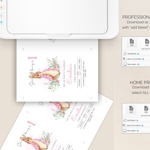 Peter Rabbit Birthday Invitation Template, Pink 1st, Any Age Peter ...