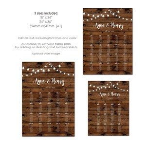 Rustic Wedding Seating Chart, Country Wedding Table Plan Template ...