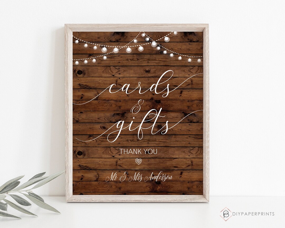Cards & Gifts Wedding Sign, Rustic Wedding Signage, Instant Download ...