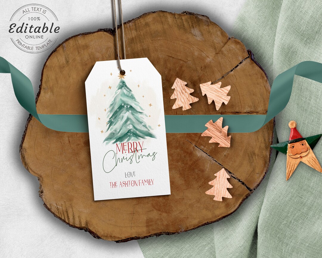 Editable Christmas Gift Tags, Printable Holiday Labels (digital ...