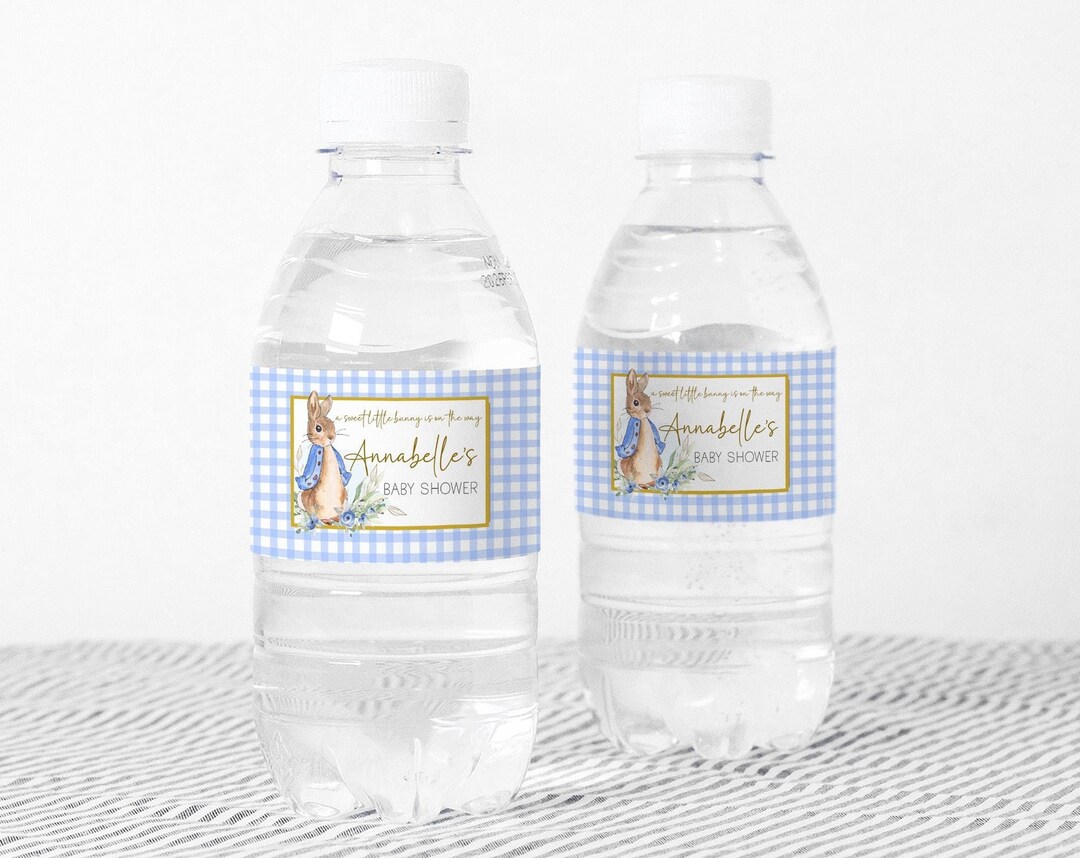 Peter Rabbit Baby Shower Water Bottle Labels, Bunny Baby Shower Labels ...