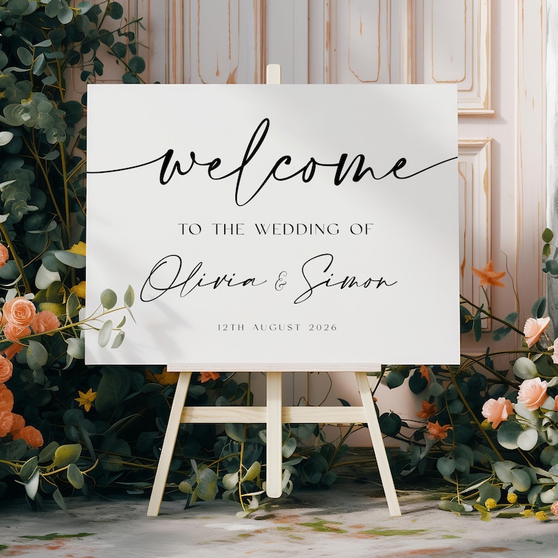 Wedding Welcome Sign: Modern Minimalist PRINTED or Digital Personalised ...
