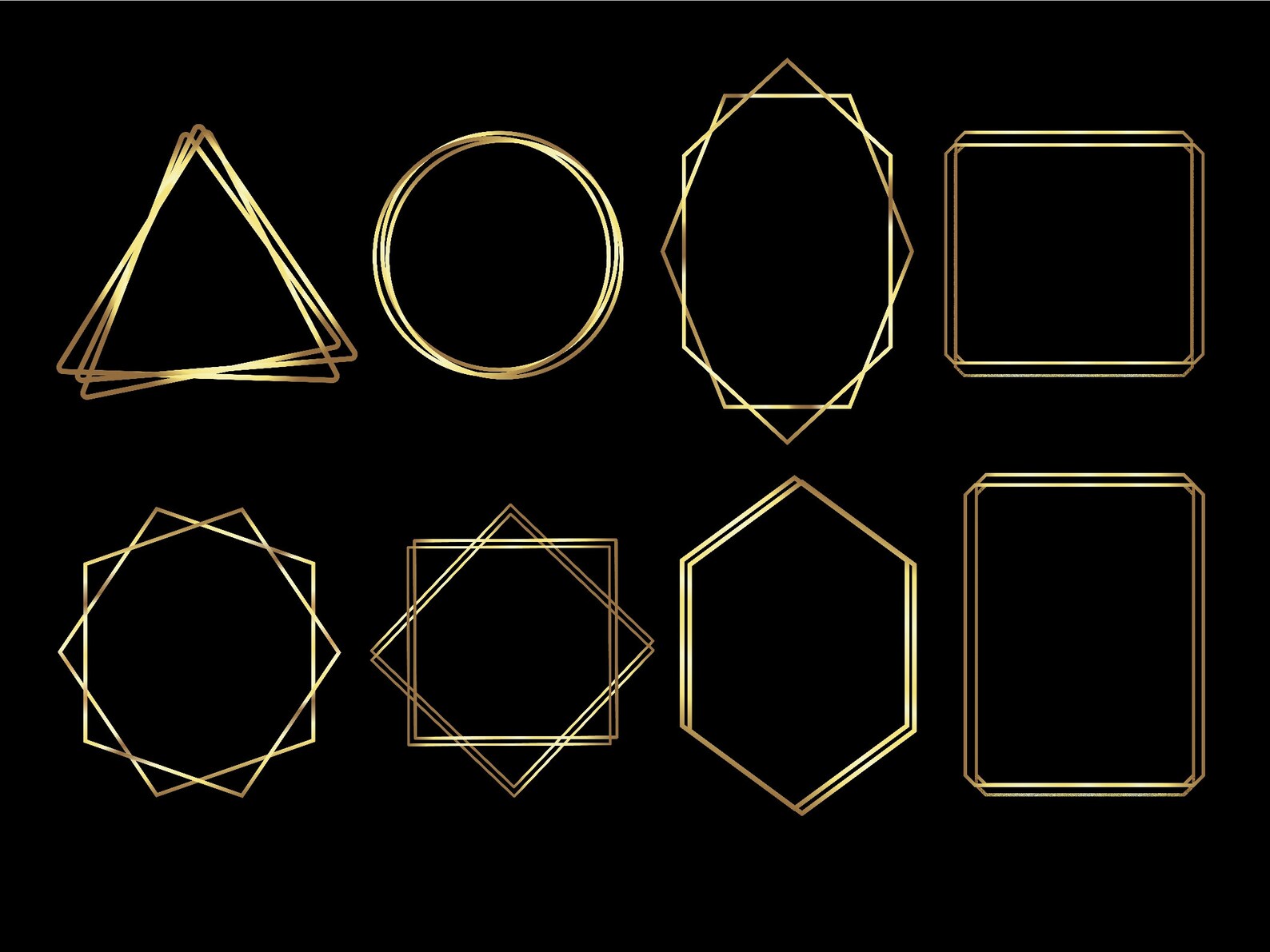 Gold Polygon Frames Geometric Frame Clipart Polygonal Gold | Etsy