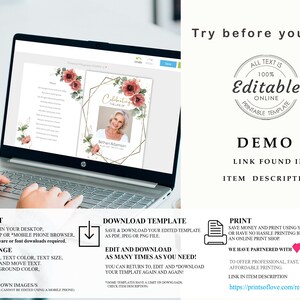 Editable Funeral Program Template, Funeral Memorial, Poppies Order of ...