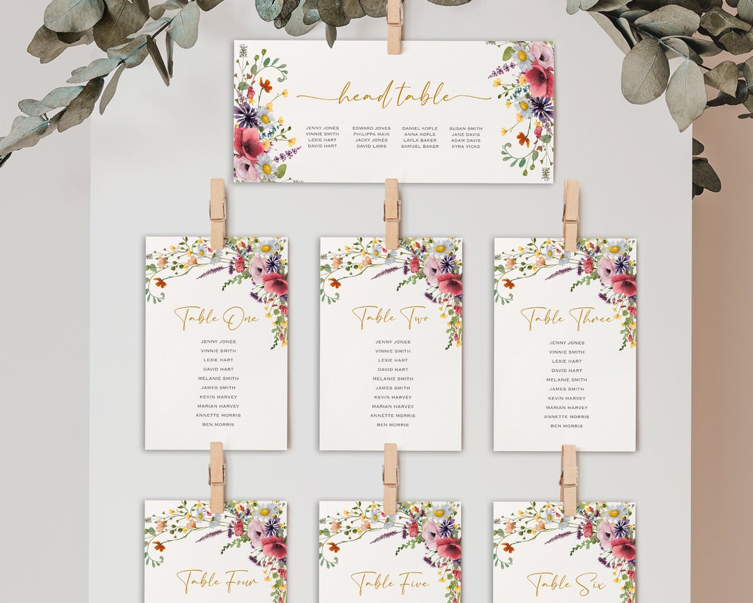 Wedding Table Plan Cards, Individual Banquet Seating Plan, Breakfast ...