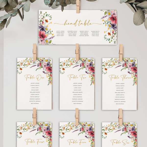 Individual Table Seating Chart Template - Etsy