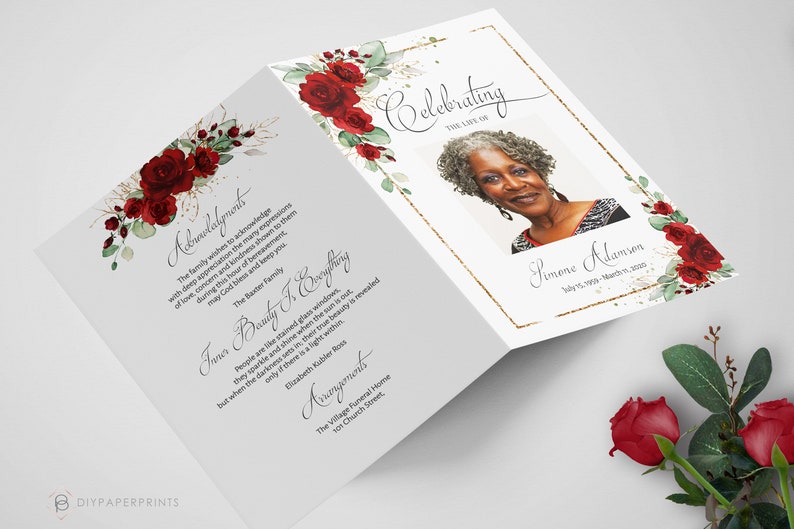 Editable Funeral Program Template Memorial Service Template - Etsy