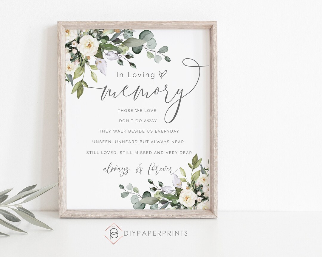 In Loving Memory Sign, Loving Memory Funeral Sign, Printable in Loving ...