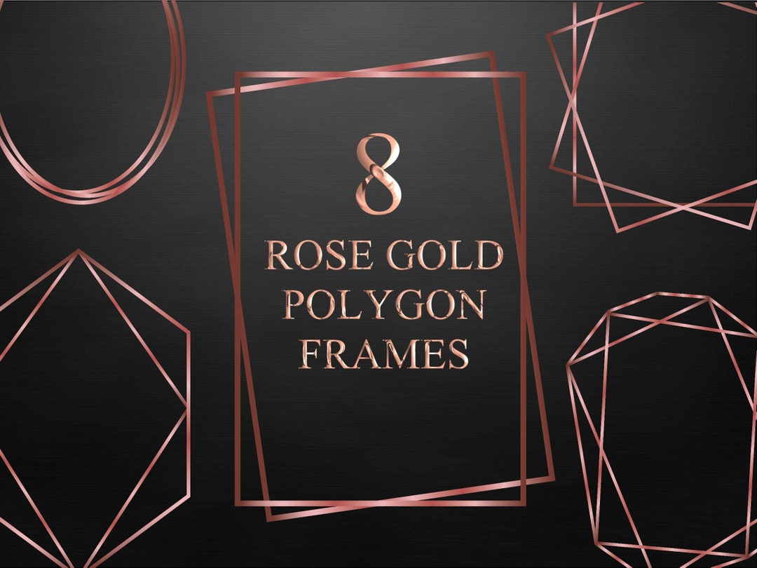Rose Gold Polygon Frames, Wedding Geometric Frames, Polygonal Rose Gold ...