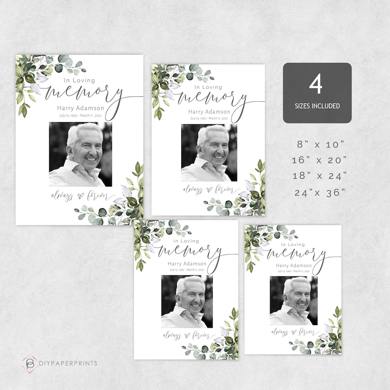 Greenery Funeral Sign, Memorial Sign, Celebration of Life Welcome ...