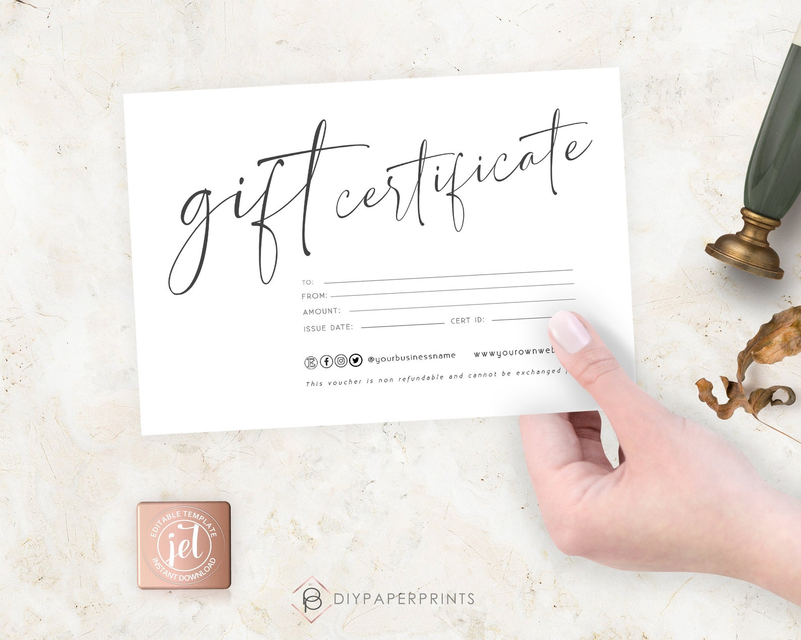 DIY Gift Certificate Template Gift Voucher Certificate - Etsy UK