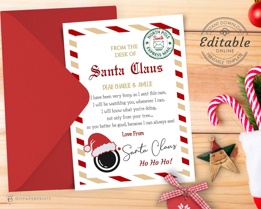 Santa Cam Letter, Letter for Santa Cam, Letter From Santa Claus, Cam ...