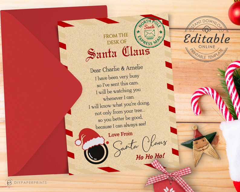 Editable Santa Cam Letter Instant Download Printable Santa - Etsy