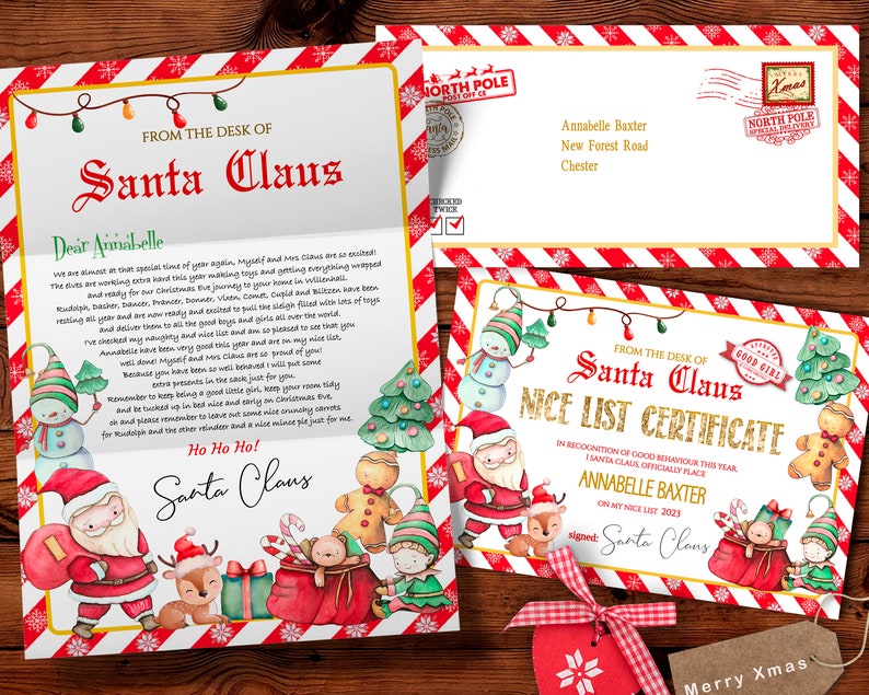 Editable Letter to Santa & Nice List Certificate Bundle (digital ...