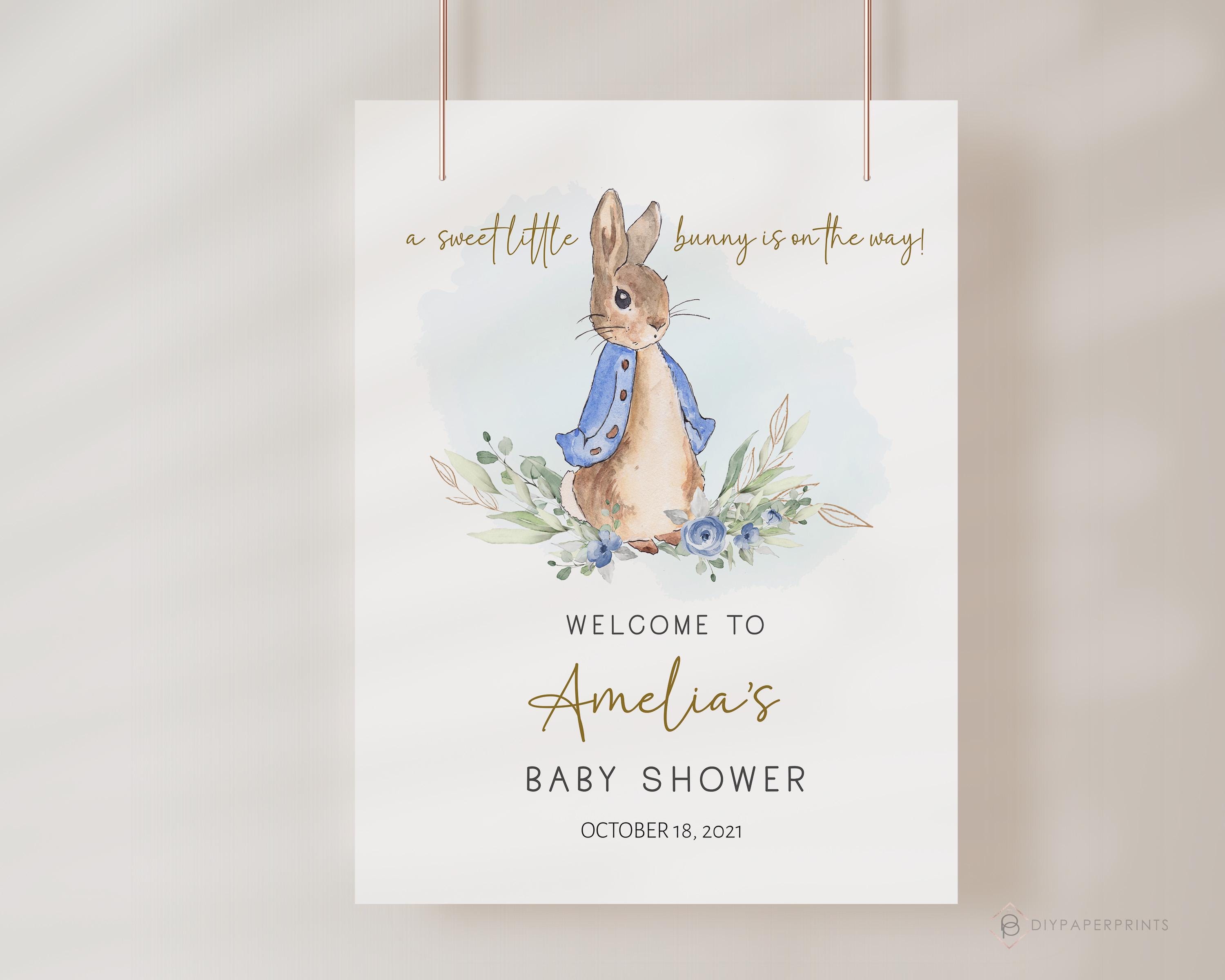 Peter Rabbit Baby Shower Welcome Sign Editable Baby Shower Peter Rabbit ...