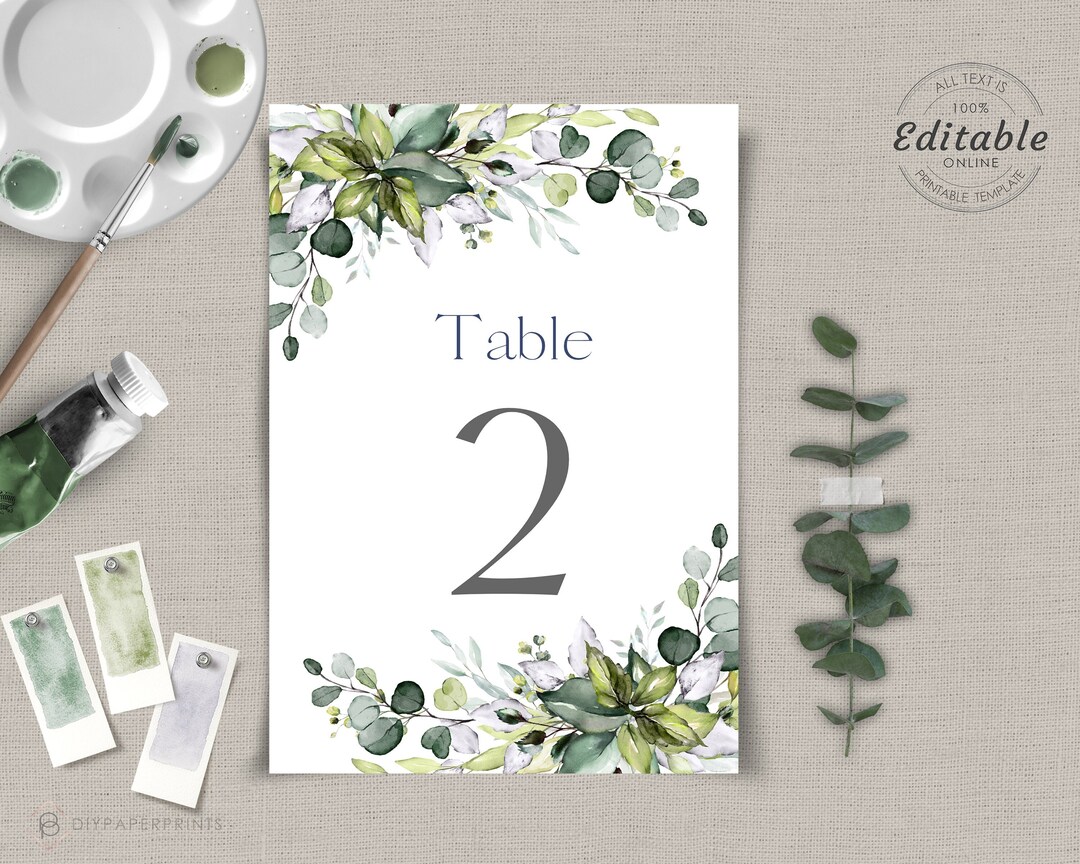 Wedding Table Numbers Table Name Card Template Printable Editable ...