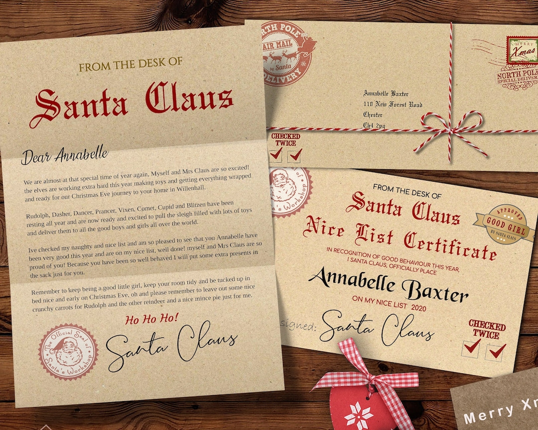 Letter from Santa, Nice List Certificate, Christmas Santa Letter ...