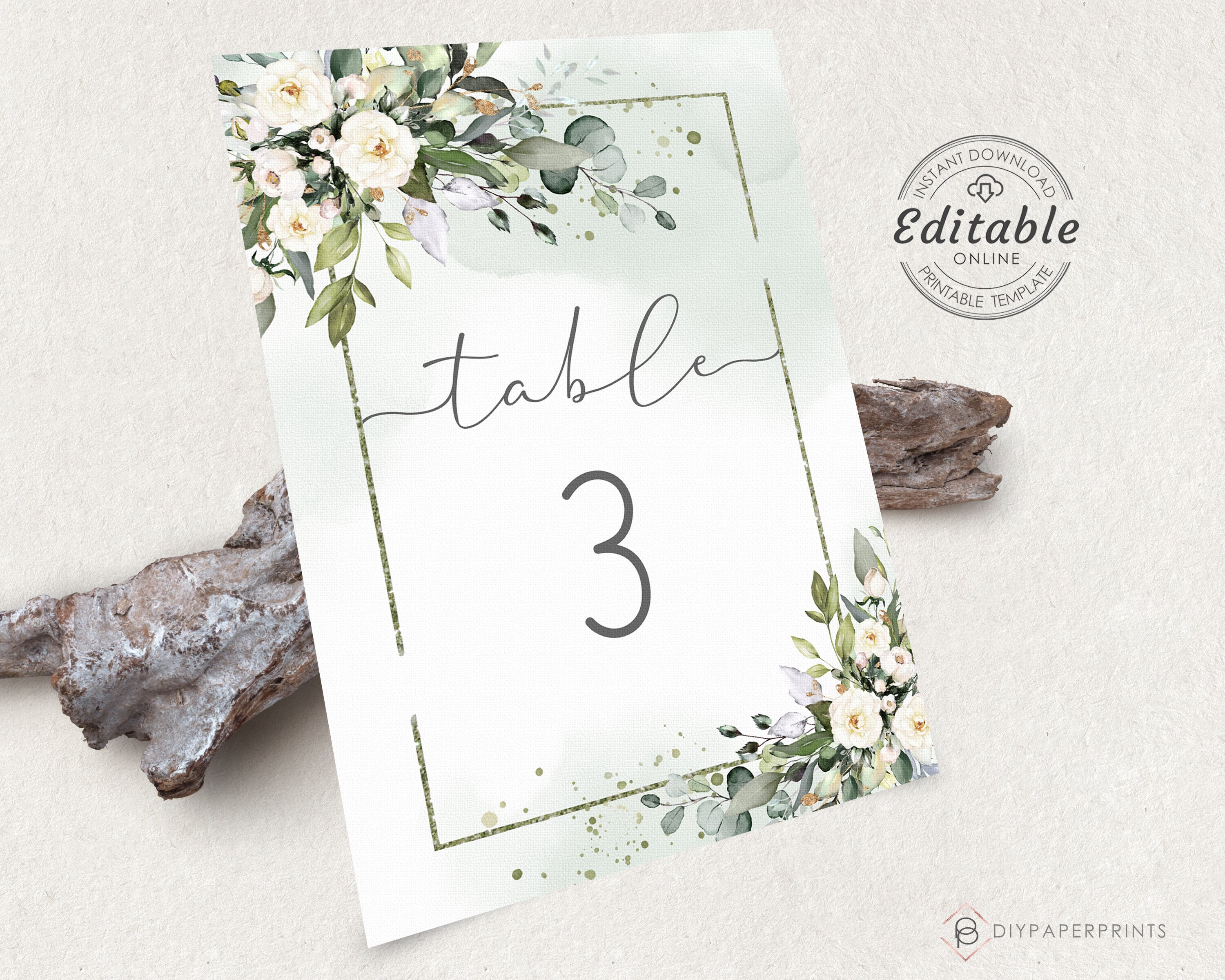Printable Table Numbers Greenery Table Numbers 5x7 4x6 - Etsy