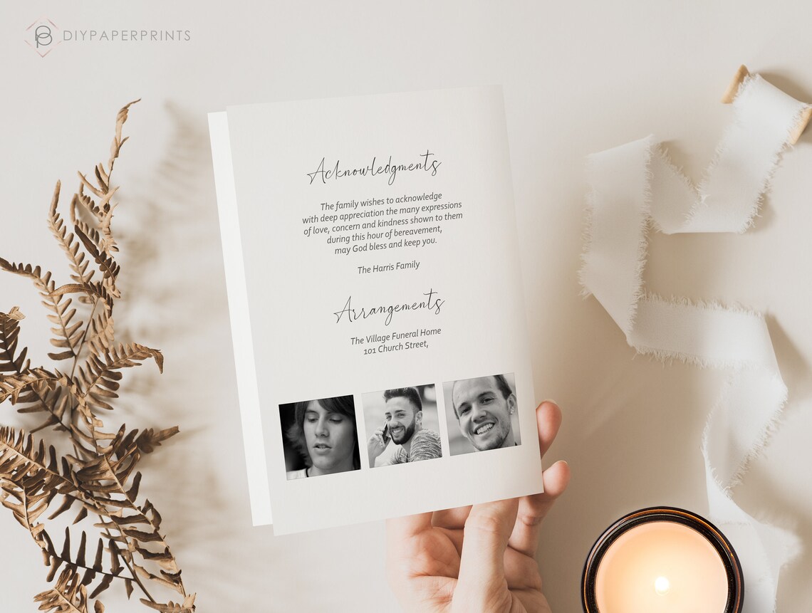 Modern Editable Funeral Program Template Celebration of Life | Etsy UK