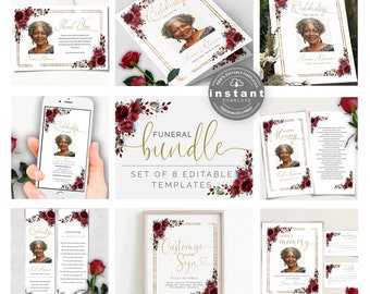 Funeral Bundle Set, Greenery Celebration of Life, Funeral Memorial Pack ...