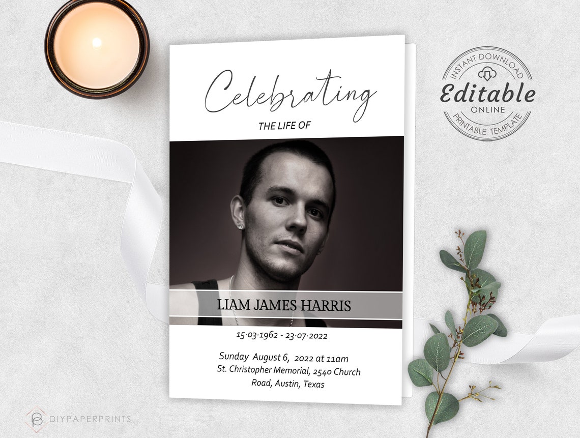 Modern Editable Funeral Program Template Celebration of Life | Etsy UK