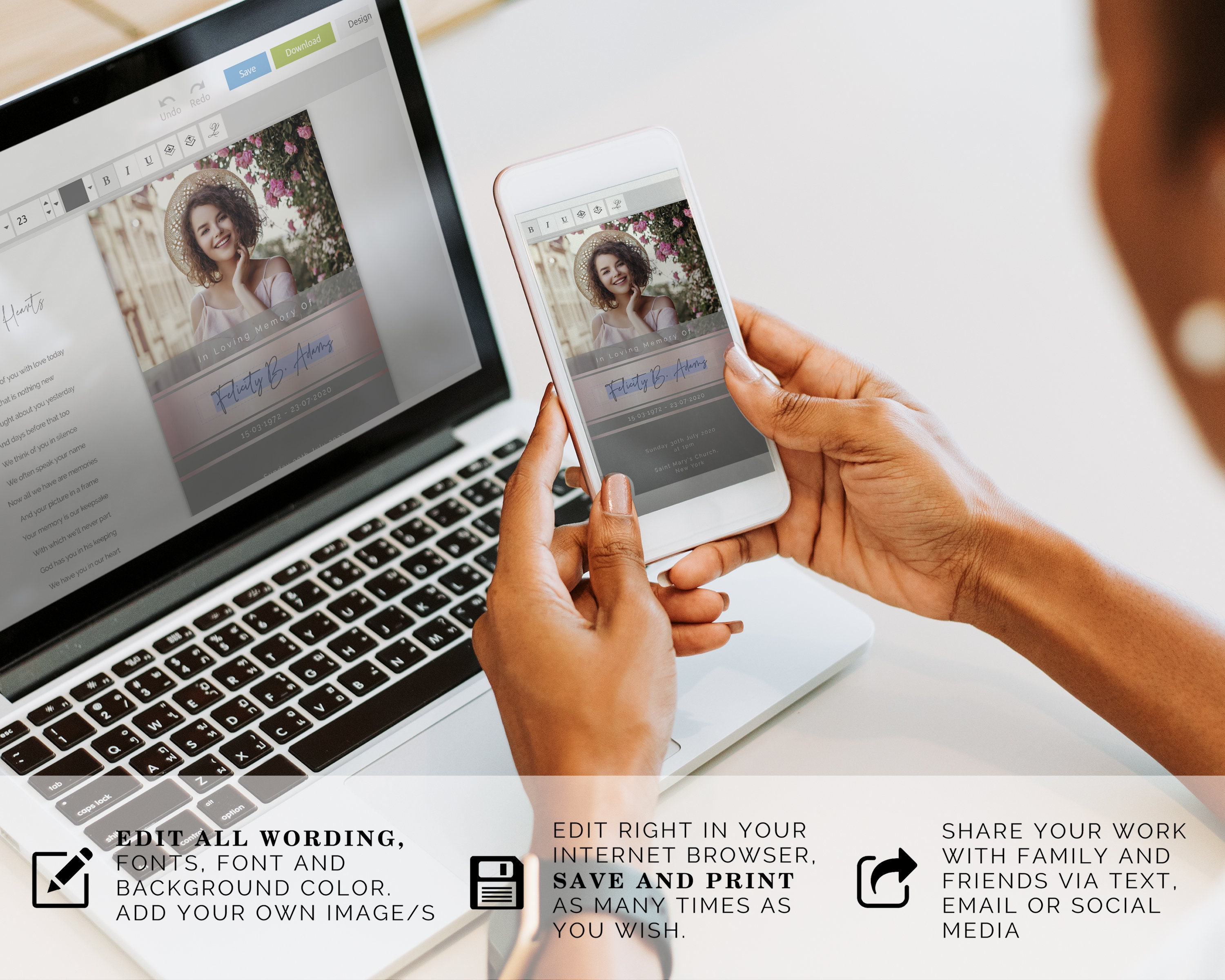 Editable Funeral Program Template Ladies Funeral Memorial - Etsy UK