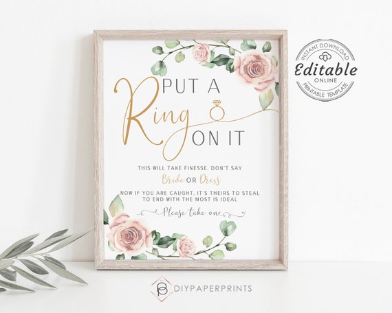 Put a Ring on It Sign Template Dont Say Bride Wedding Game - Etsy