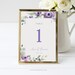 Purple Table Number Card Template, Wedding Table Number, 100% Editable ...