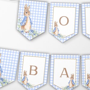 Baby Shower Banner EDITABLE Peter Rabbit Bunting Flopsy Blue Decor ...