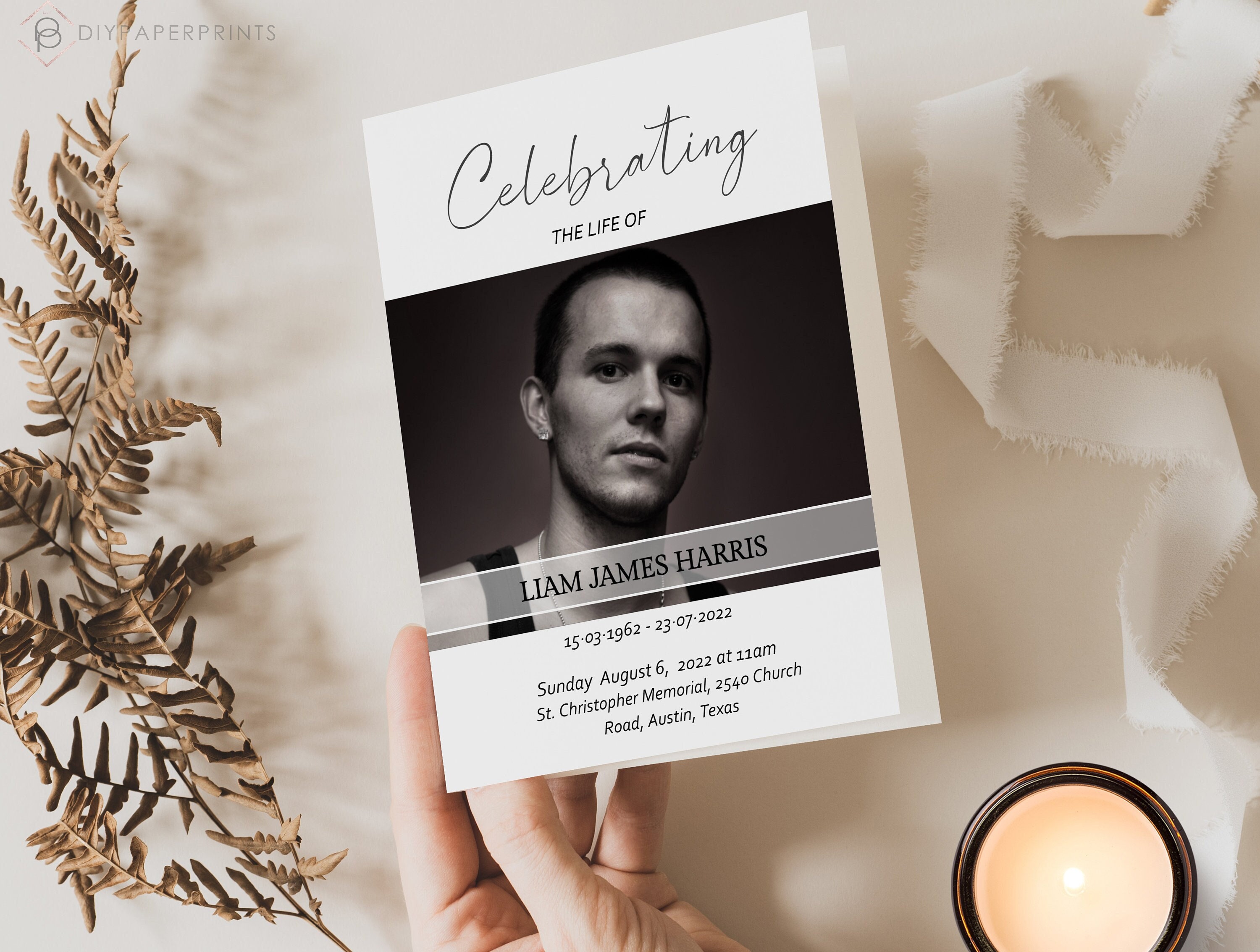 Modern Editable Funeral Program Template Celebration of Life - Etsy UK