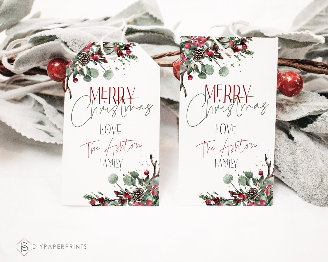 Editable Merry Christmas Tag, Holiday Thank You, Christmas Gift Tag ...
