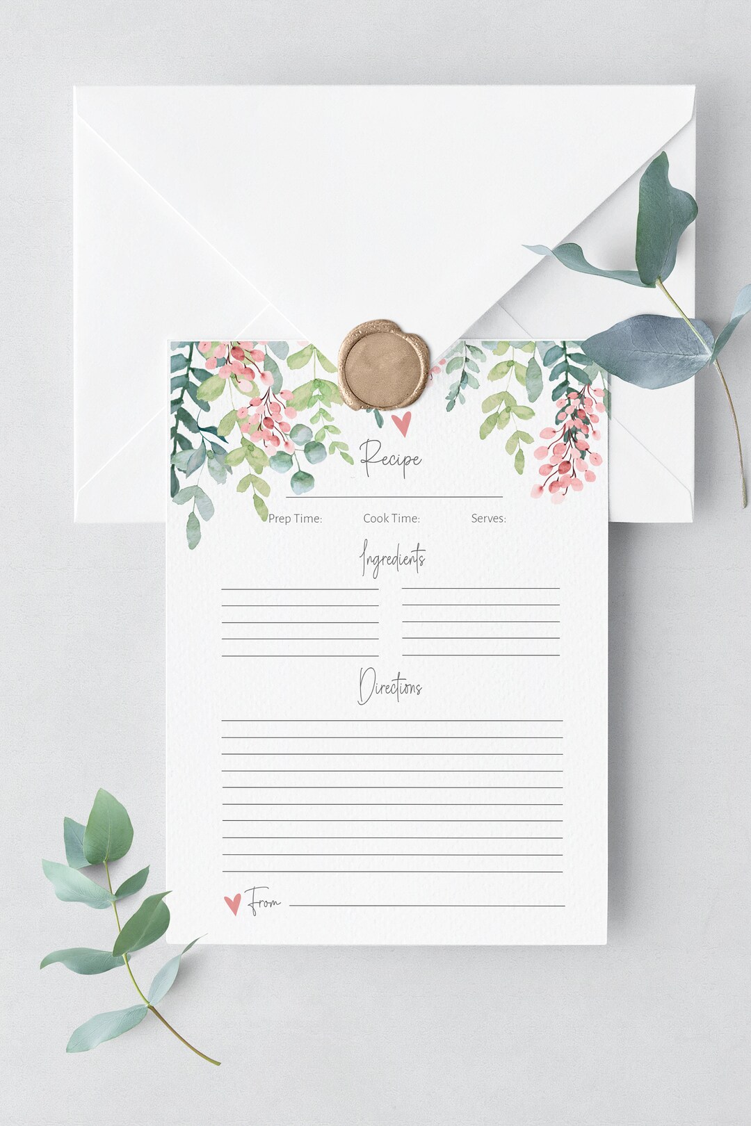 Recipe for the Bride-to-be Card Insert Template, Bridal Shower Card ...