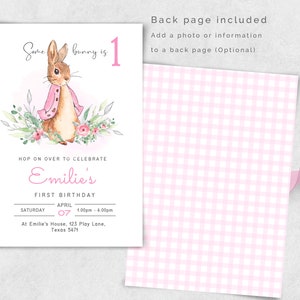 Peter Rabbit Birthday Invitation Template, Pink 1st, Any Age Peter ...
