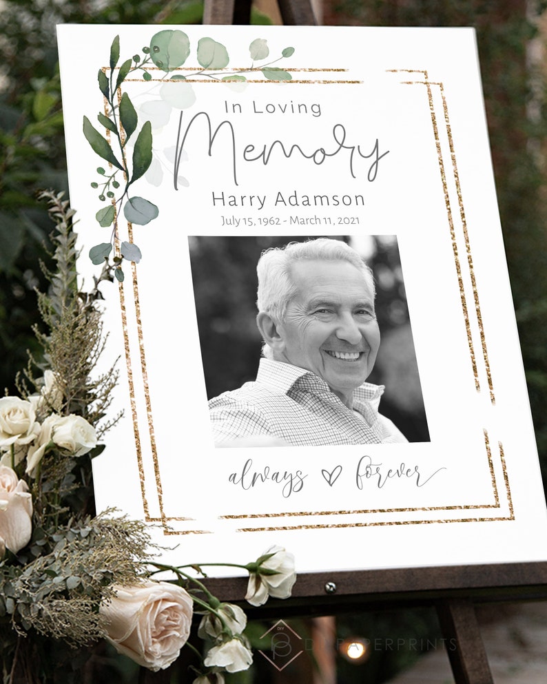 Funeral Memorial Sign Greenery Celebration of Life Picture - Etsy