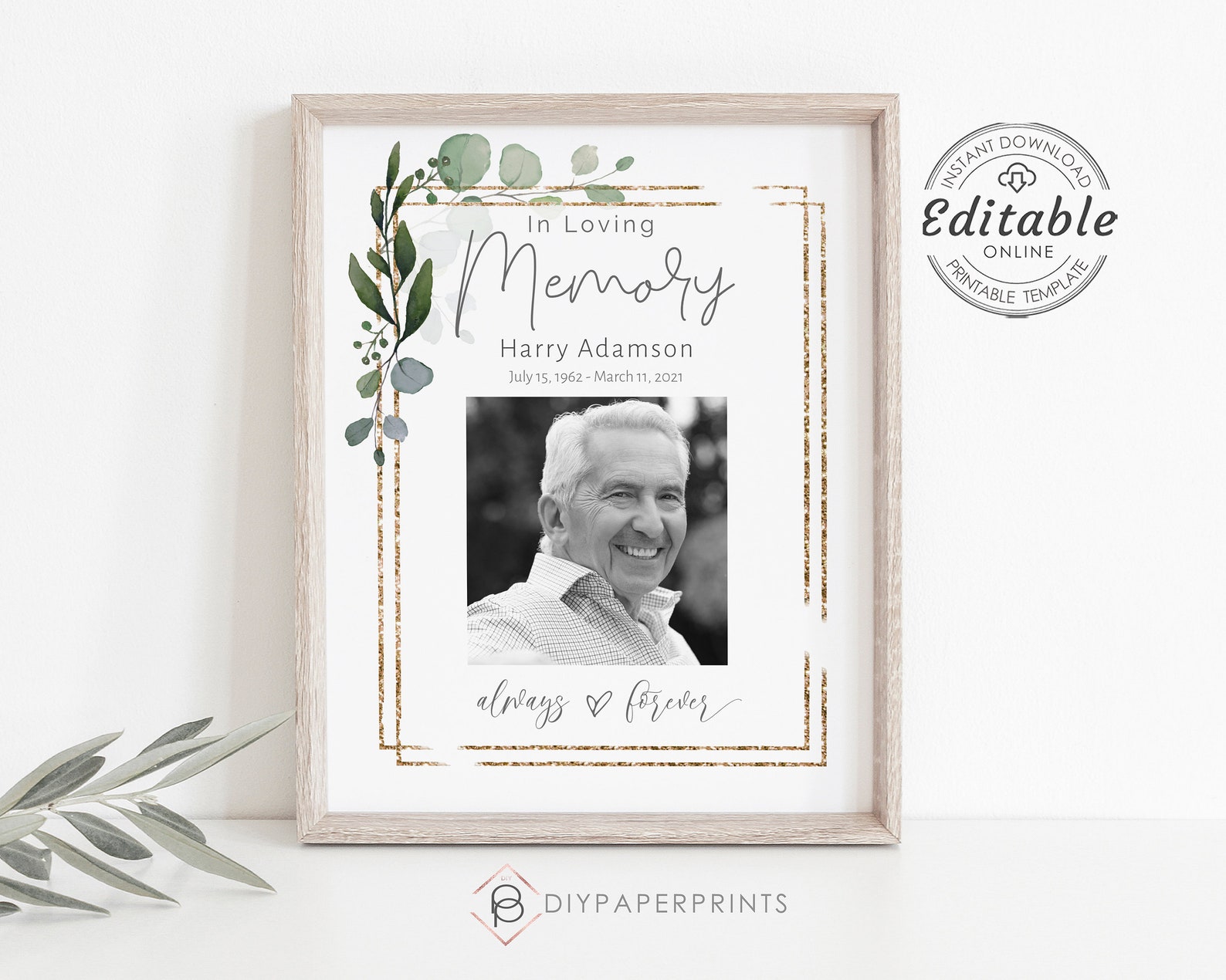 Funeral Memorial Sign Greenery Celebration of Life Picture - Etsy