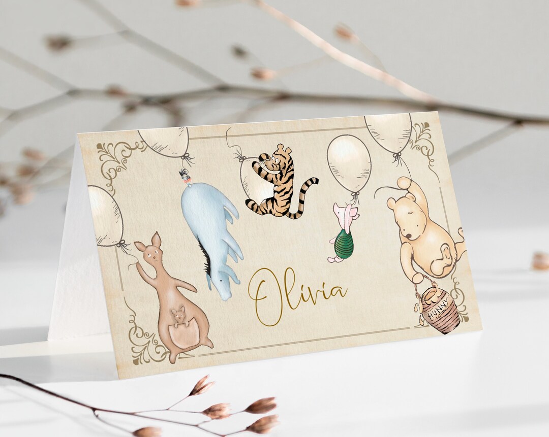 Winnie the Pooh Place Cards Editable Classic Pooh Bear Food Labels ...