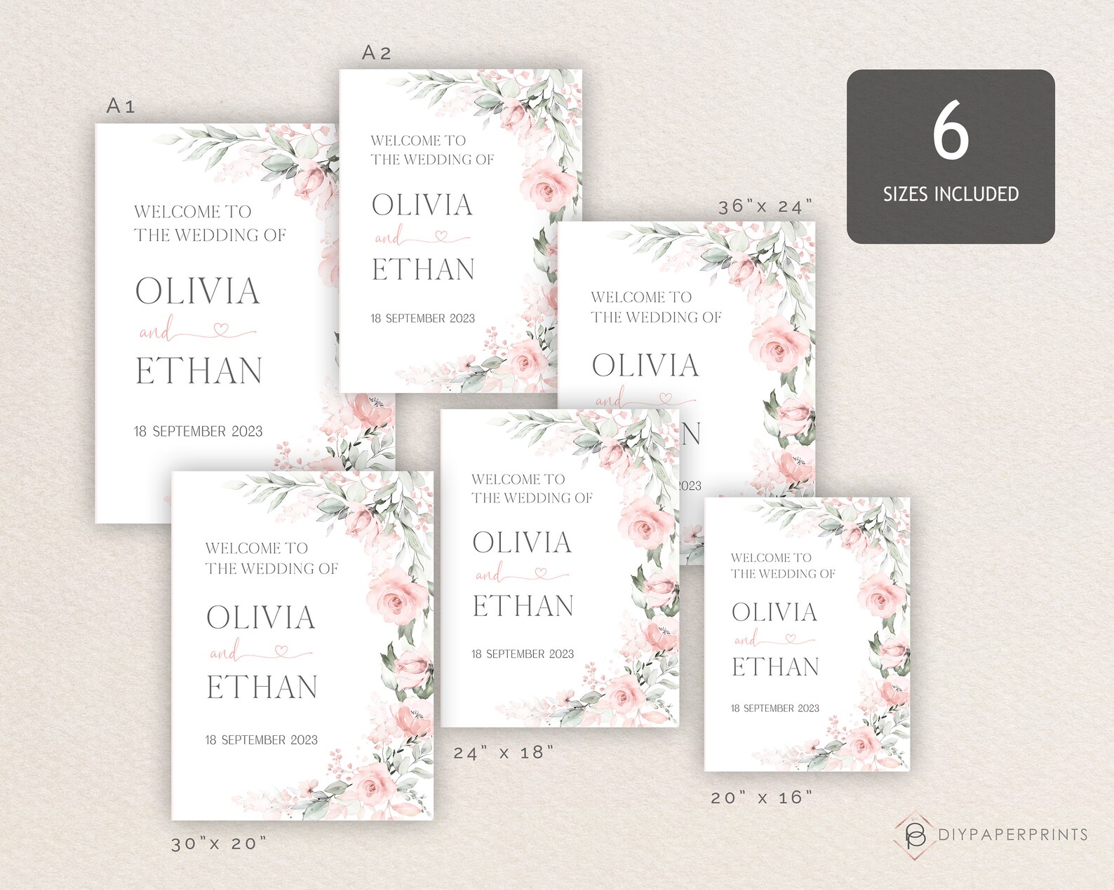 Editable Welcome Sign Welcome Sign Template Blush Pink - Etsy