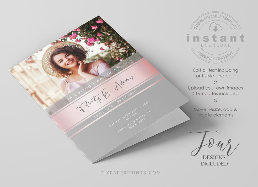 Editable Funeral Program Template, Ladies Funeral Memorial, Printable ...